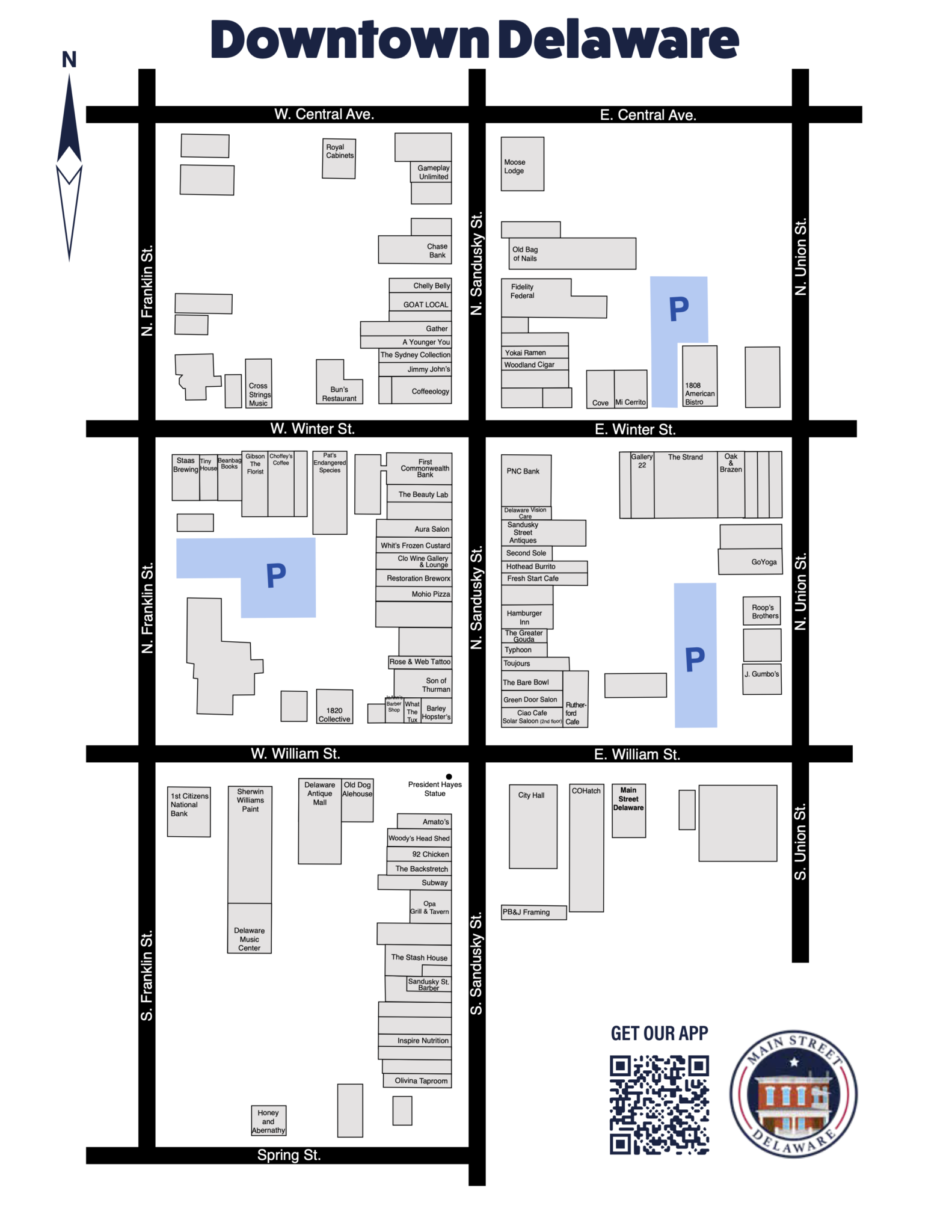 Map of Downtown - Main Street Delaware
