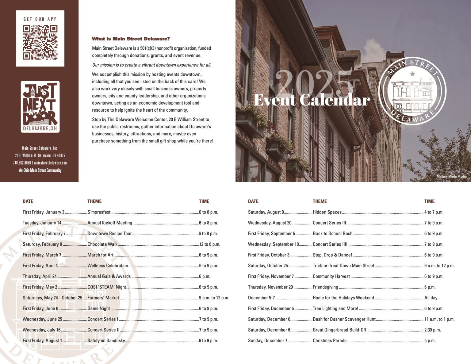 Events Schedule - Main Street Delaware